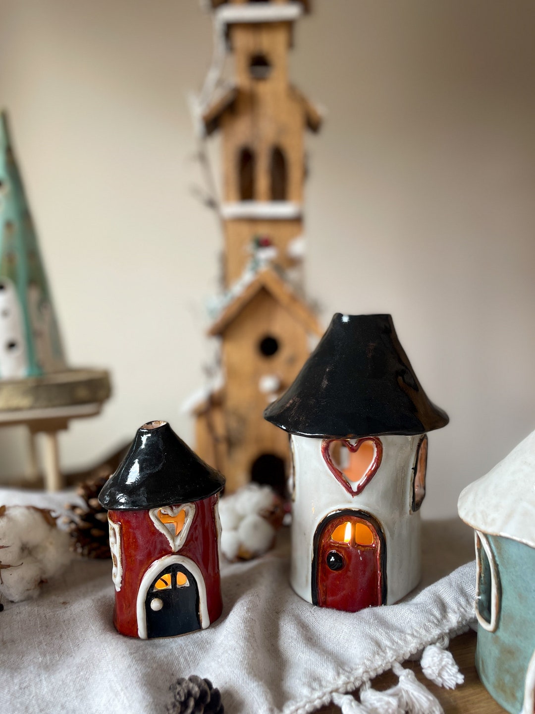 Handmade Tea-light Houses / Christmas Houses/ Ceramic House - Etsy