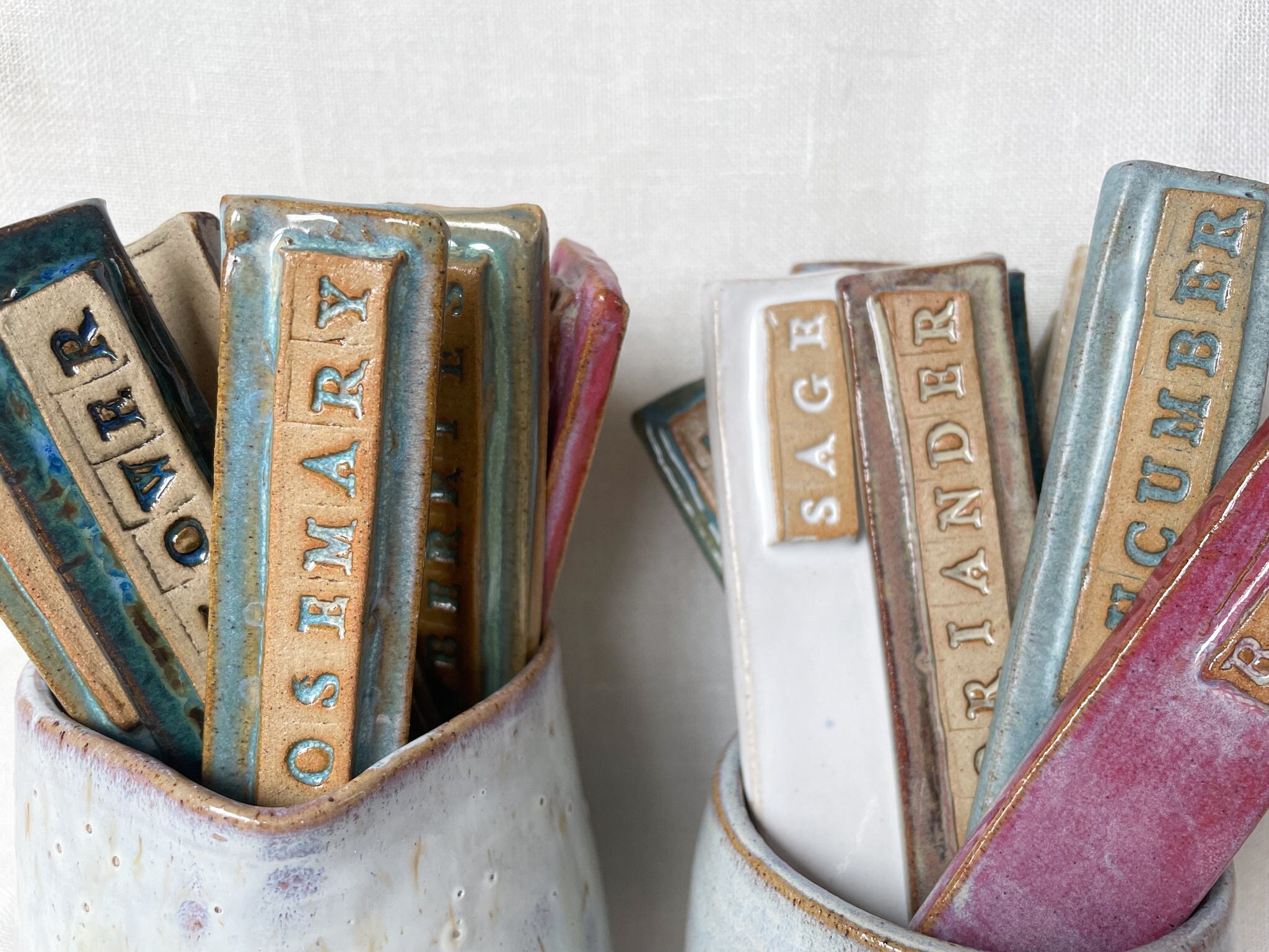 Ceramic Garden Labels Herb/ Veg/ Flowers - Etsy UK