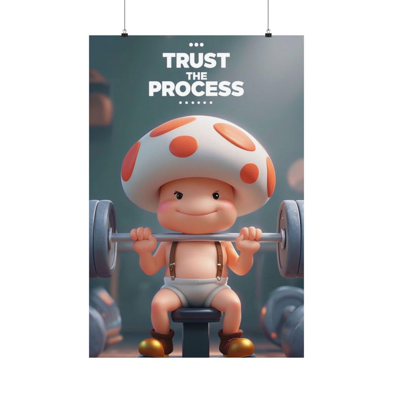 Whimsical Fitness Motivation Poster, Cute Gym Decor, Trust the Process Wall Art, Childrens Room ...