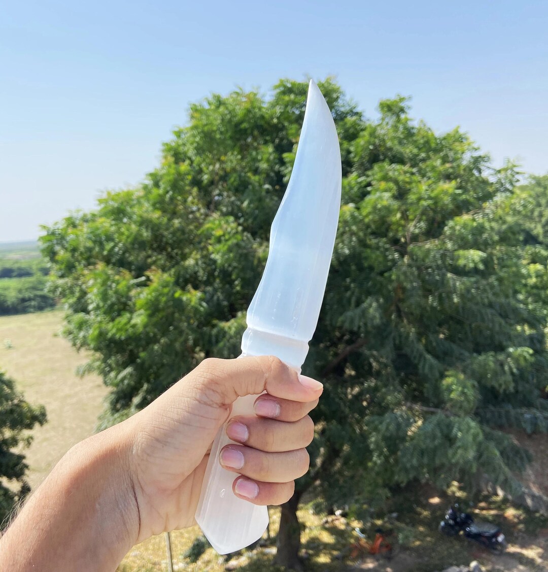 Selenite Crystal Knife | Athame | Sword | Dagger | Cord Cutting Knife ...