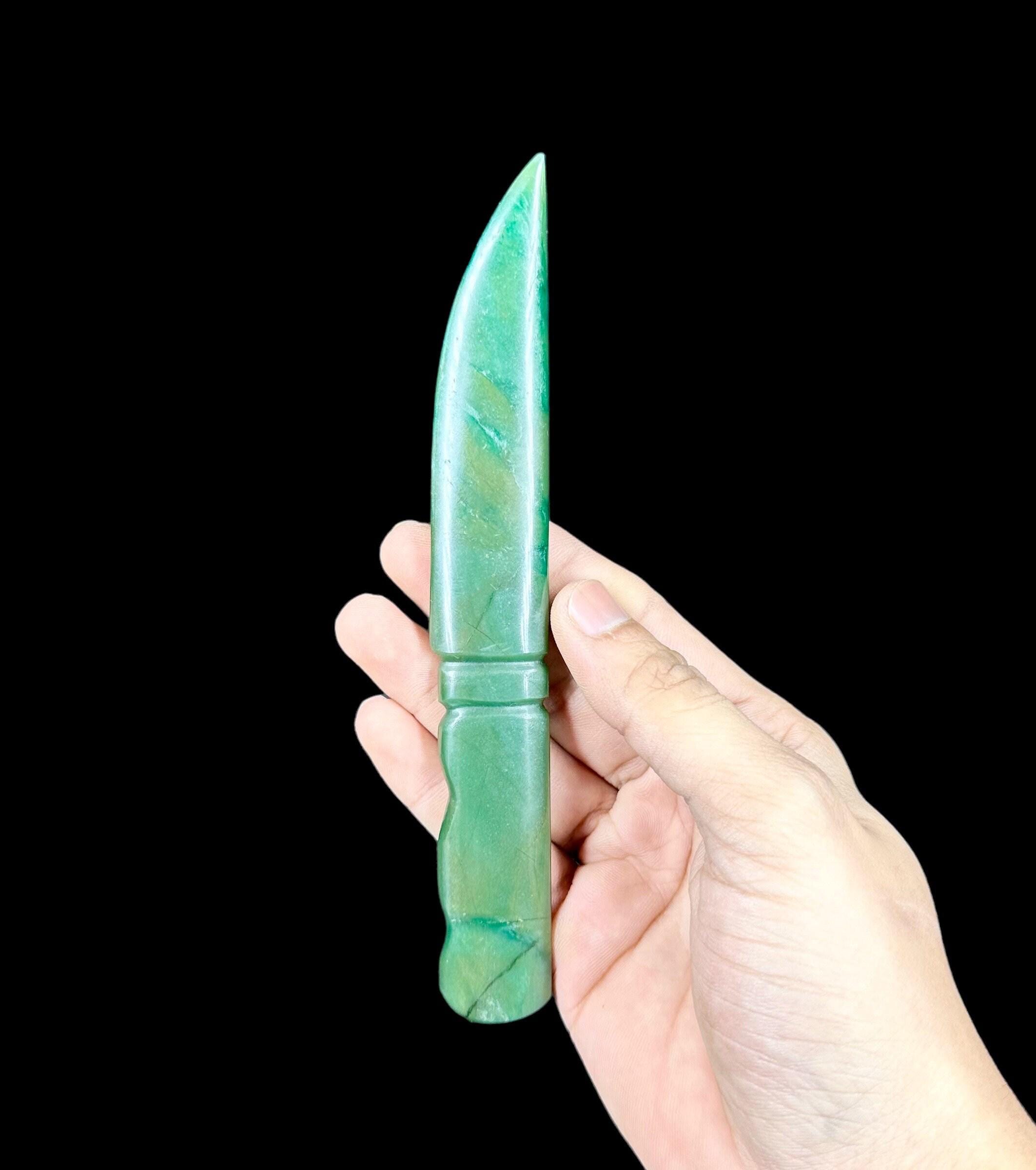 8 Natural Green Jade Knife,green Jade Dagger,jade Quartz Knife,green ...