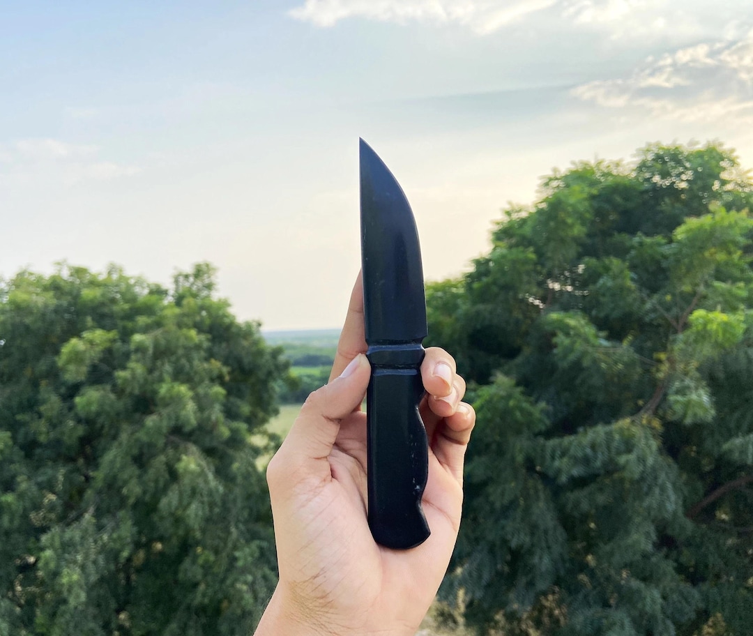 8" Natural Black Obsidian Knife, Quartz Crystal Dagger, Quartz Knife ...