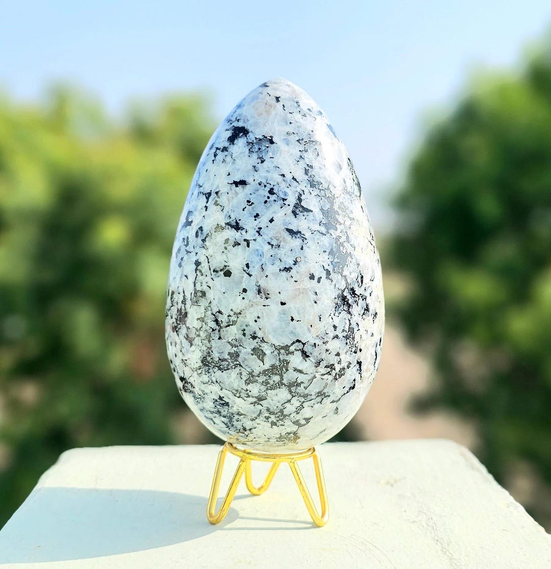 10" Large Rainbow Moonstone Egg With Stand, Rainbow Moonstone, Eggs ...