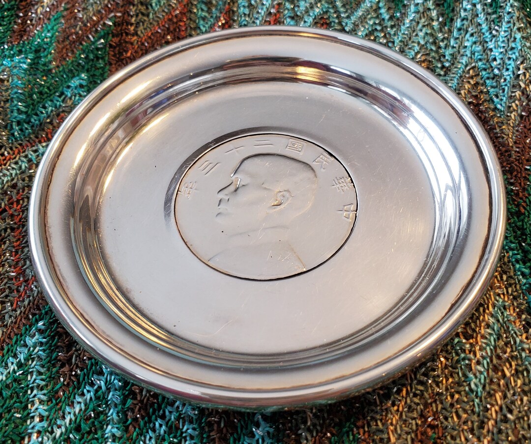 Vintage 1935 Sterling Silver Coin Dish With Sun Yat-sen "junk Dollar ...