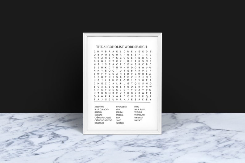Alcohol Word Search Puzzles Printable Wordsearch - Etsy Singapore