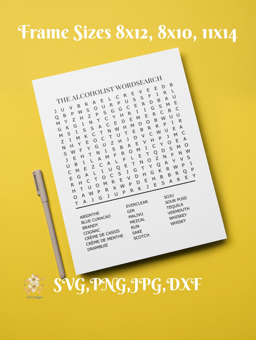 Alcohol Word Search Puzzles Printable Wordsearch - Etsy Singapore