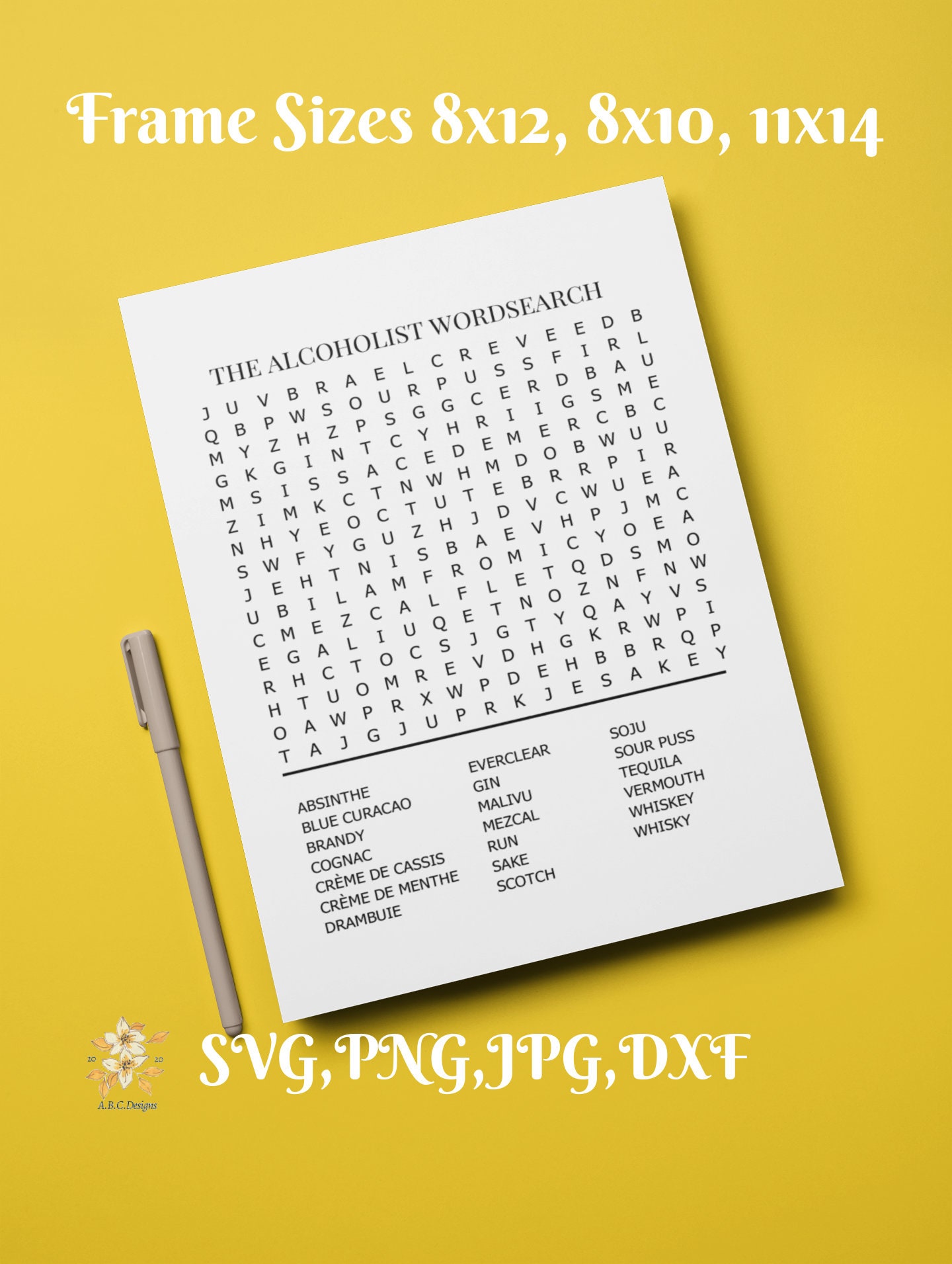 Alcohol Word Search Puzzles Printable Wordsearch - Etsy Singapore