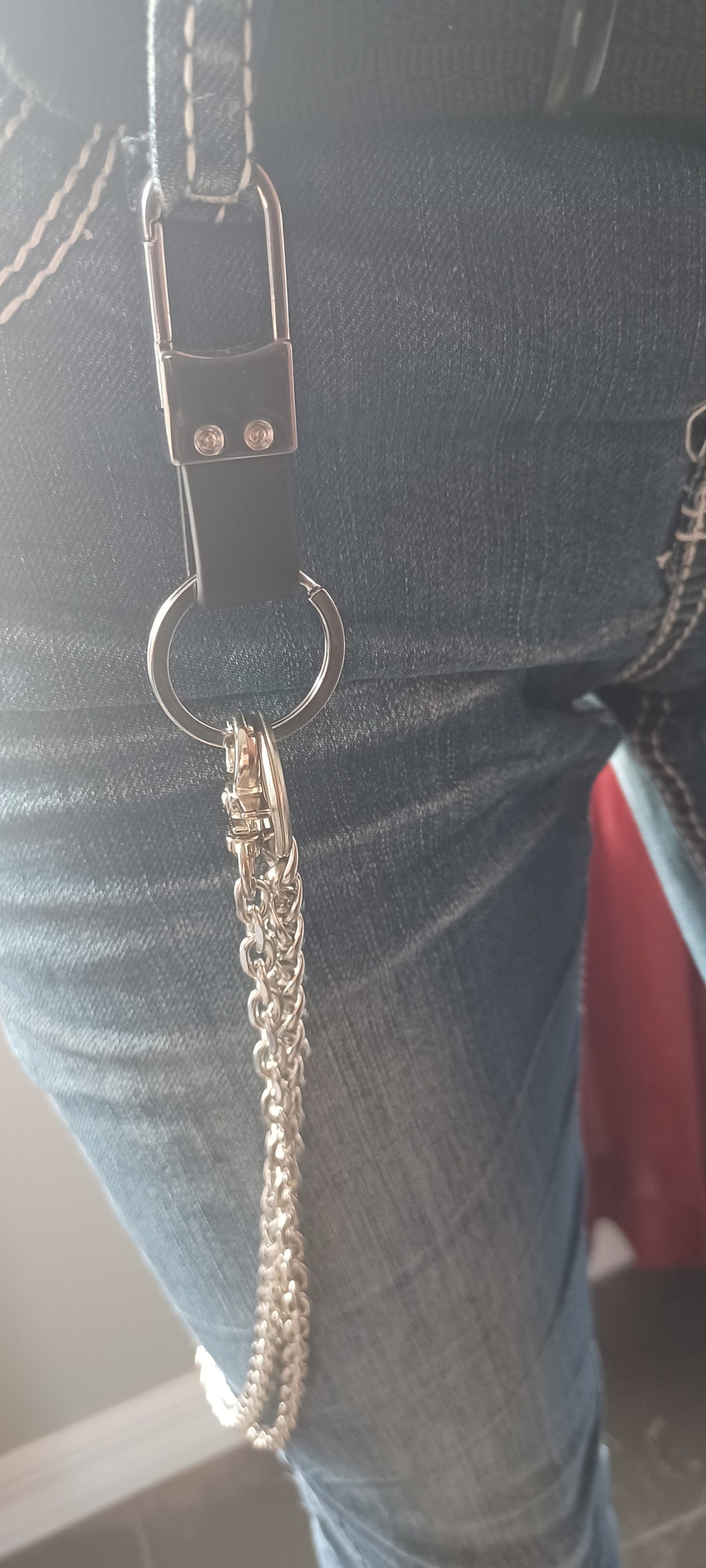 Two Silver Chain Key and Wallet Security for Pants and Jeans - Etsy
