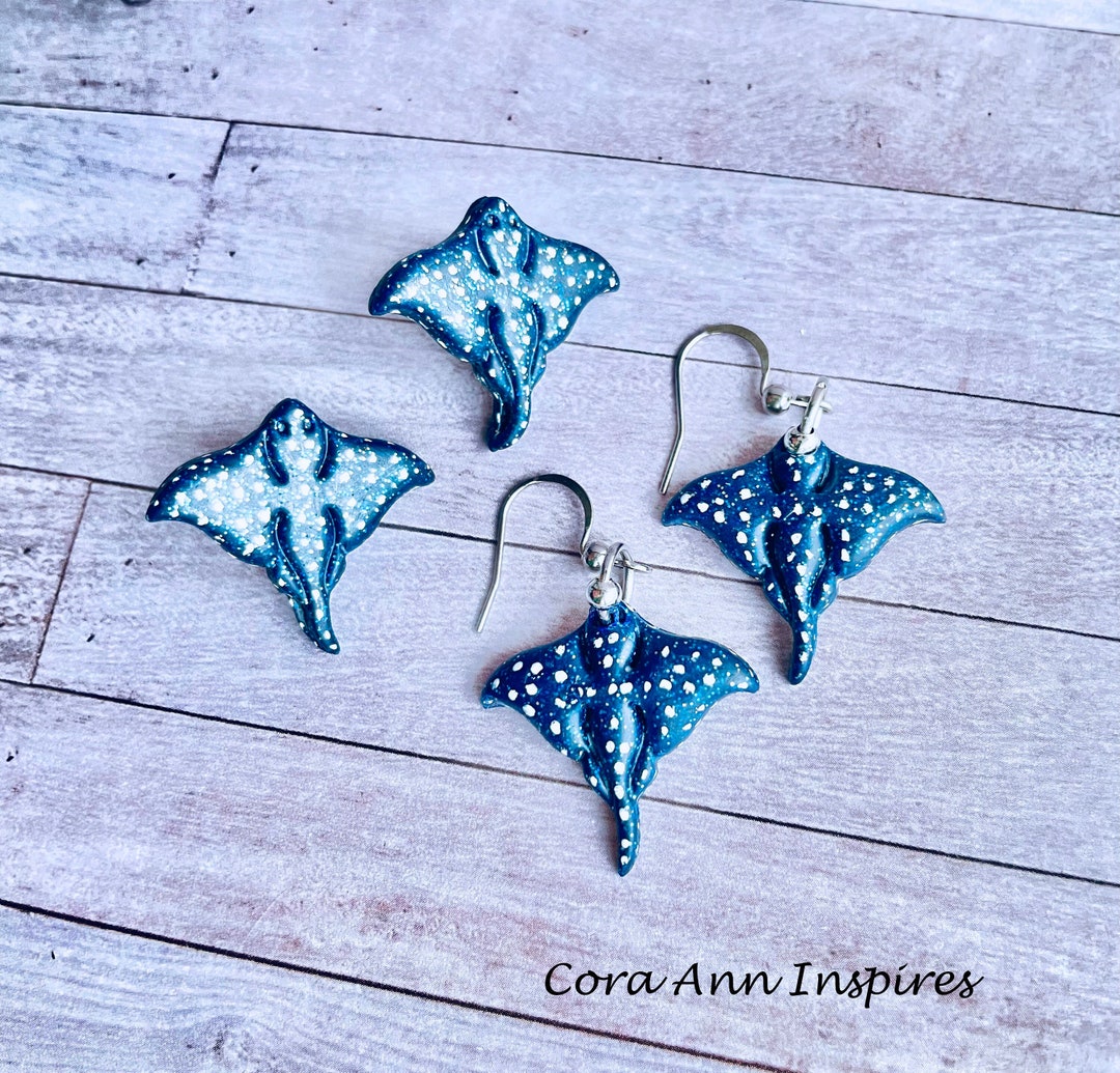 Sting Ray Earrings, Manta Ray Studs, Stingray Gift Jewelry, Sea Life ...