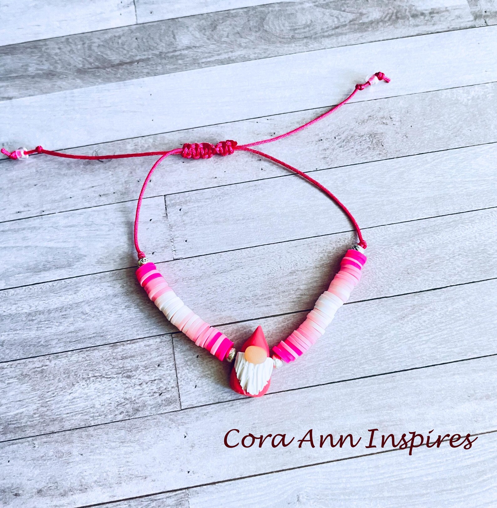 Handmade Gnome Bracelet, Adjustable Gnome Wristlet, Kawaii Bracelet ...
