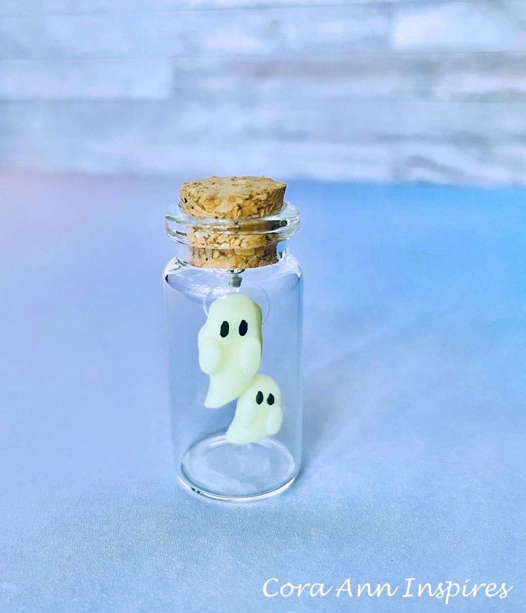 Mama Ghost and Baby Ghost in a Jar, Tiny Ghost in a Bottle, Glow in the ...