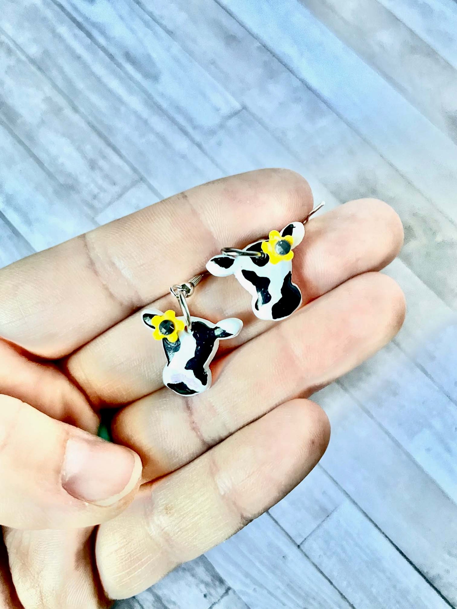 Cow Earrings Dairy Cow Daisy Cows Farm Cow Studs Cow - Etsy
