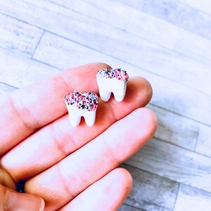 Sweet Tooth Earrings, Tooth Studs, Dental Hygienist Christmas Gift ...