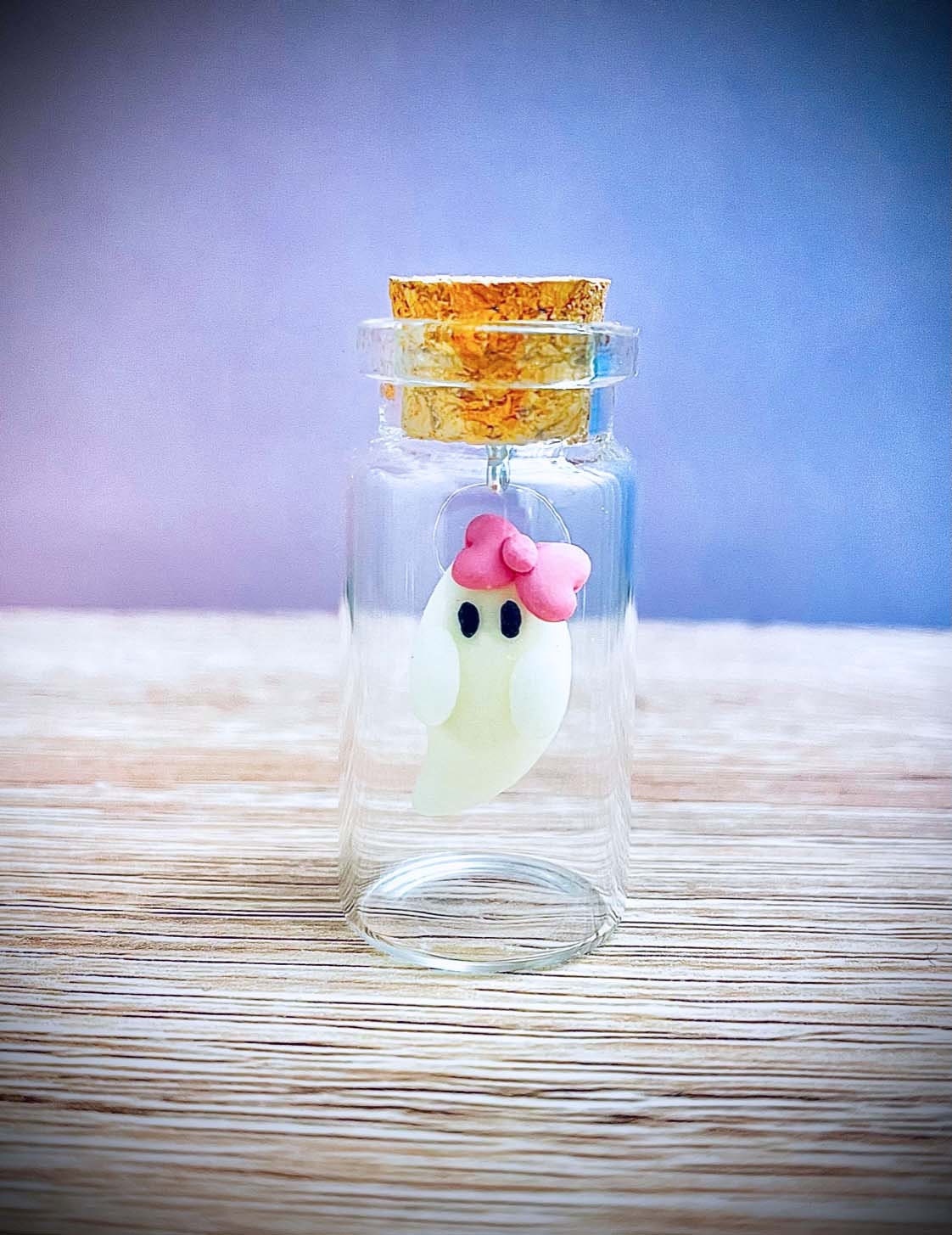 Tiny Girl Ghost With Bow in a Jar, Miniature Ghost in a Bottle, Glow in ...