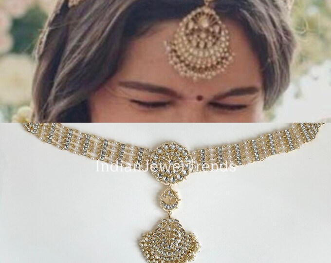 Alia Bhatt Inspired Kundan Head Band/sheesh Phool /indian Bridal Matha ...