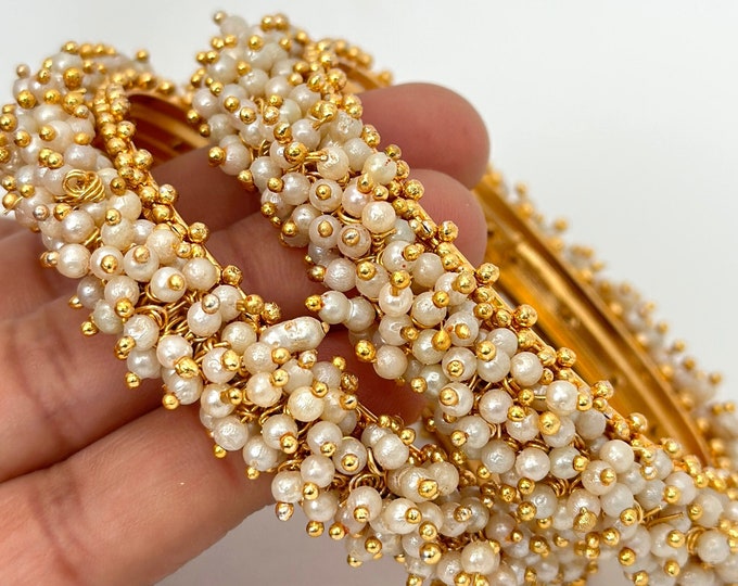 Set of 2 Clustered Pearls Bangle/indian Classic Bangles/bridal Bangles ...
