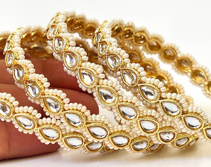 12 Bangles Gold Plated Pearl Bangles gift for Women Wedding Bridal ...