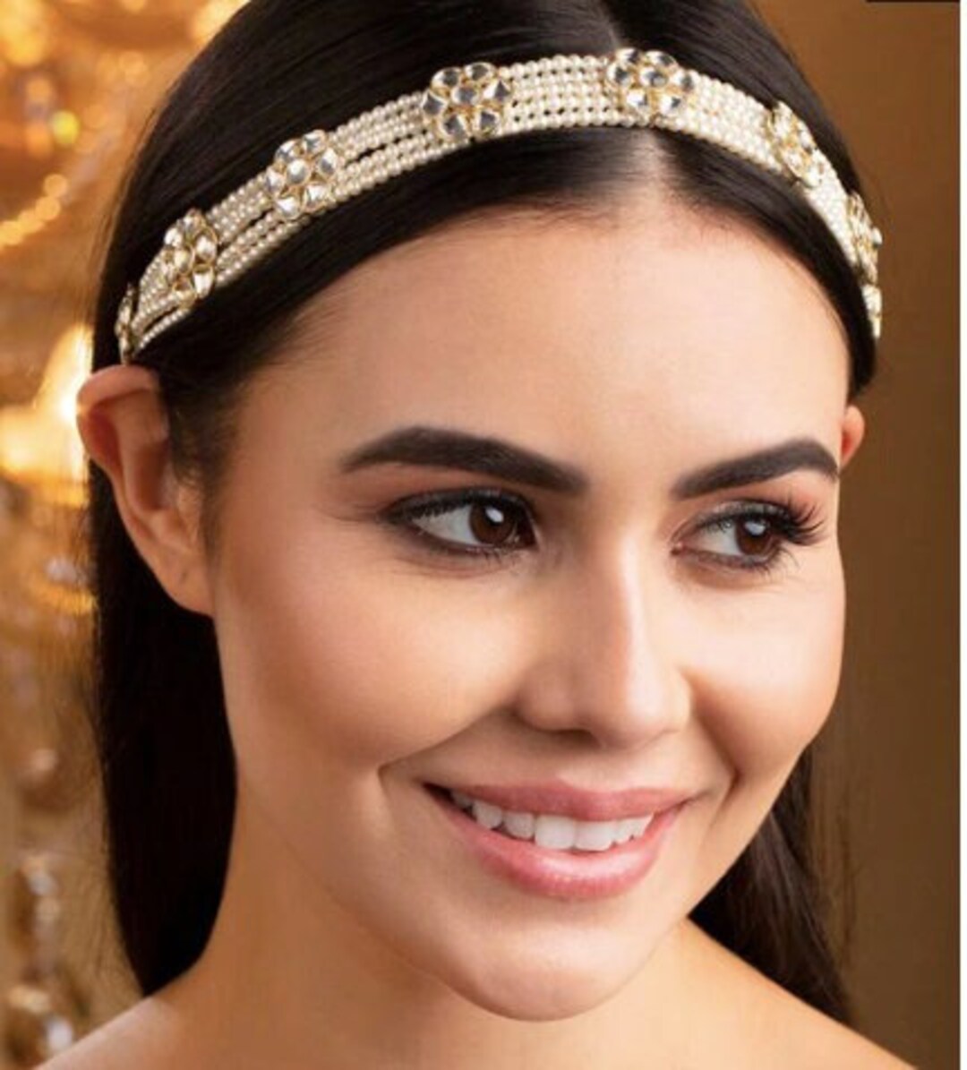 Kundan Head Band/sheesh Phool Tikka/indian Bridal Matha Patti/sheesh ...