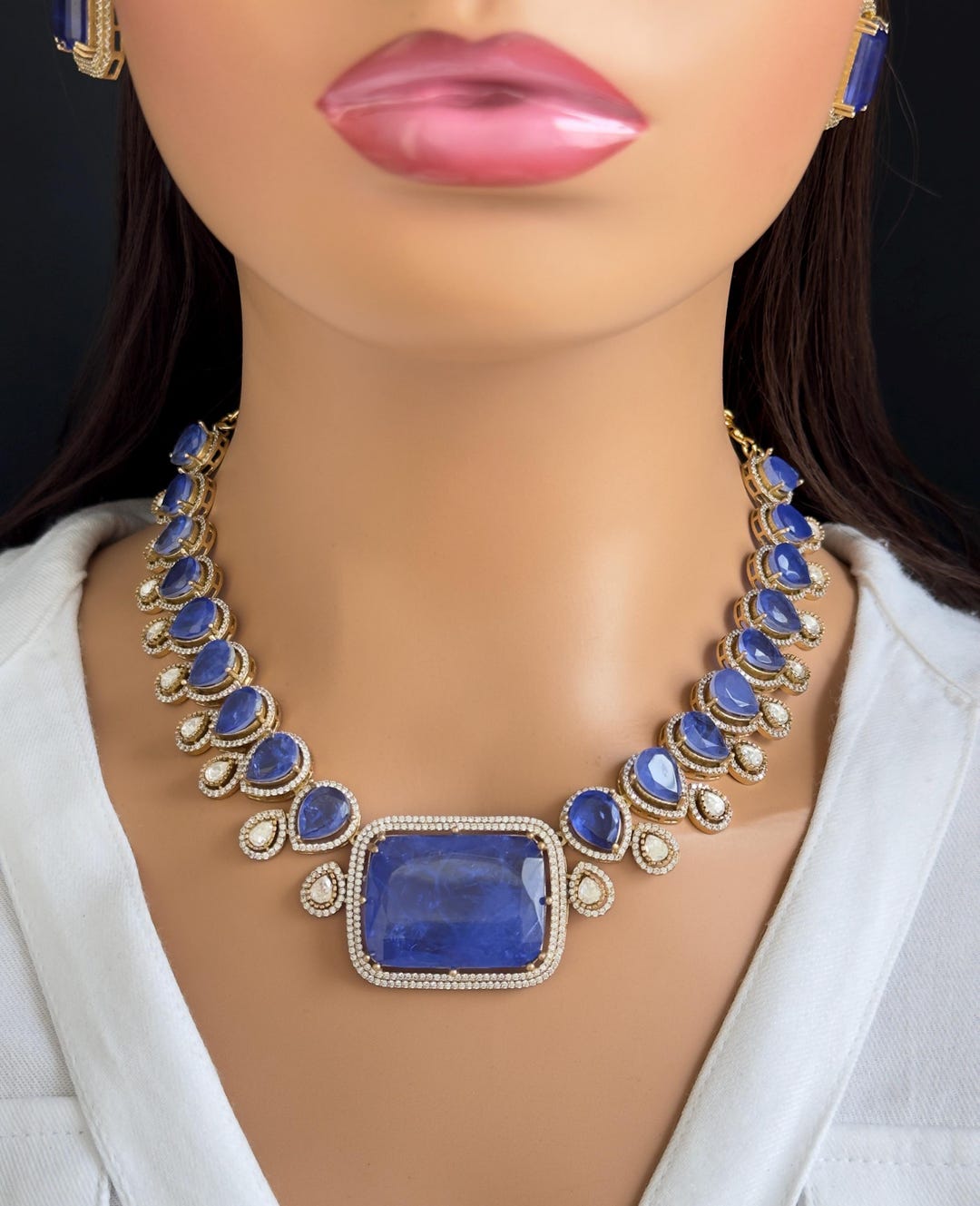 Indigo Blue Sabyasachi Victorian Doublet Necklace Indian Jewelry ...