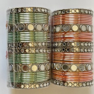 Bollywood Style Indian Mirror Metal Bangles/punjabi Bangles Set/bridal ...