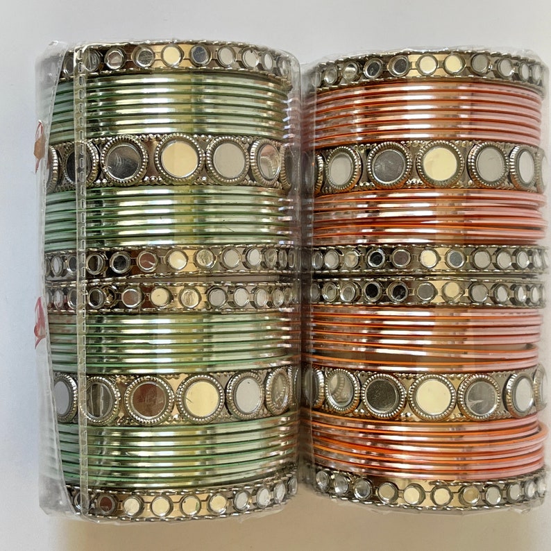 Bollywood Style Indian Mirror Metal Bangles/punjabi Bangles - Etsy