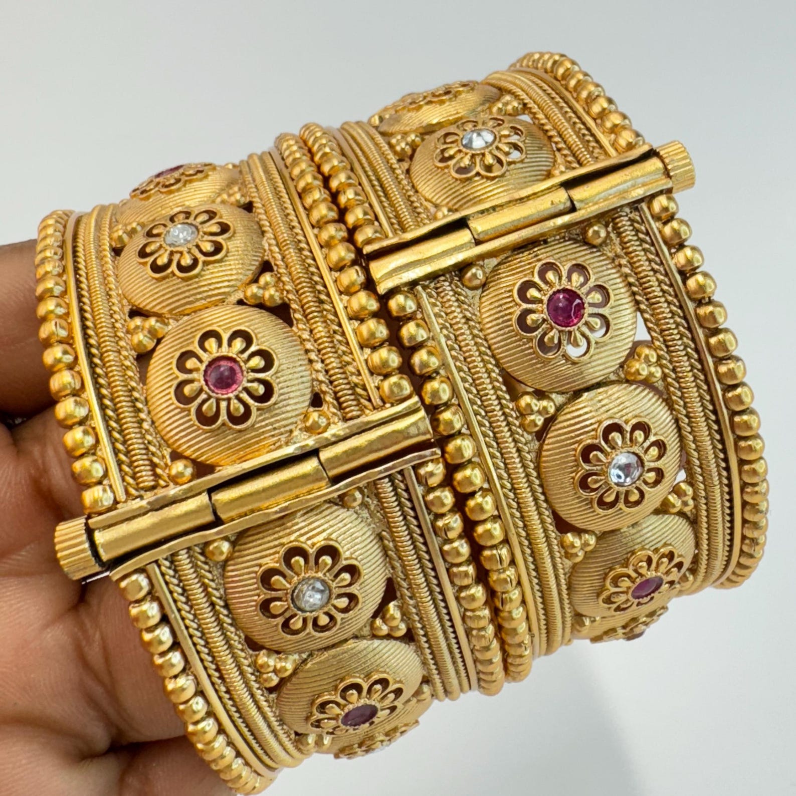 Gold Plated Rajwadi Kundan Openable Kada Bangle(1pc)single/indian Kada ...