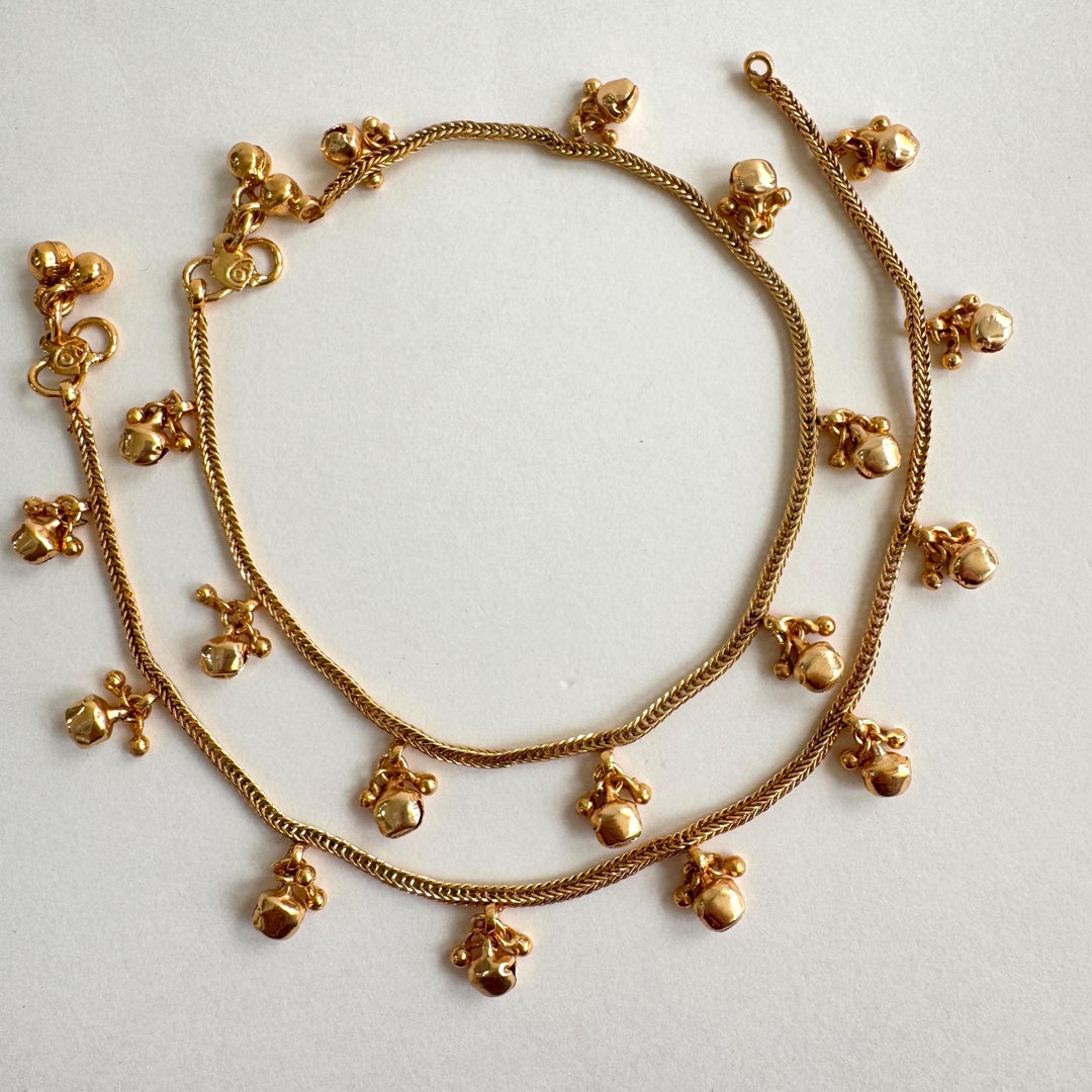 Gold Plated Gungroo Payal Pair/moti Payal/jhanjran/panjeb/pajeb/indian ...