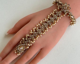 Kundan Hath Paan/bracelet/haath Phool/hathh Panja/hand Harness/indian ...