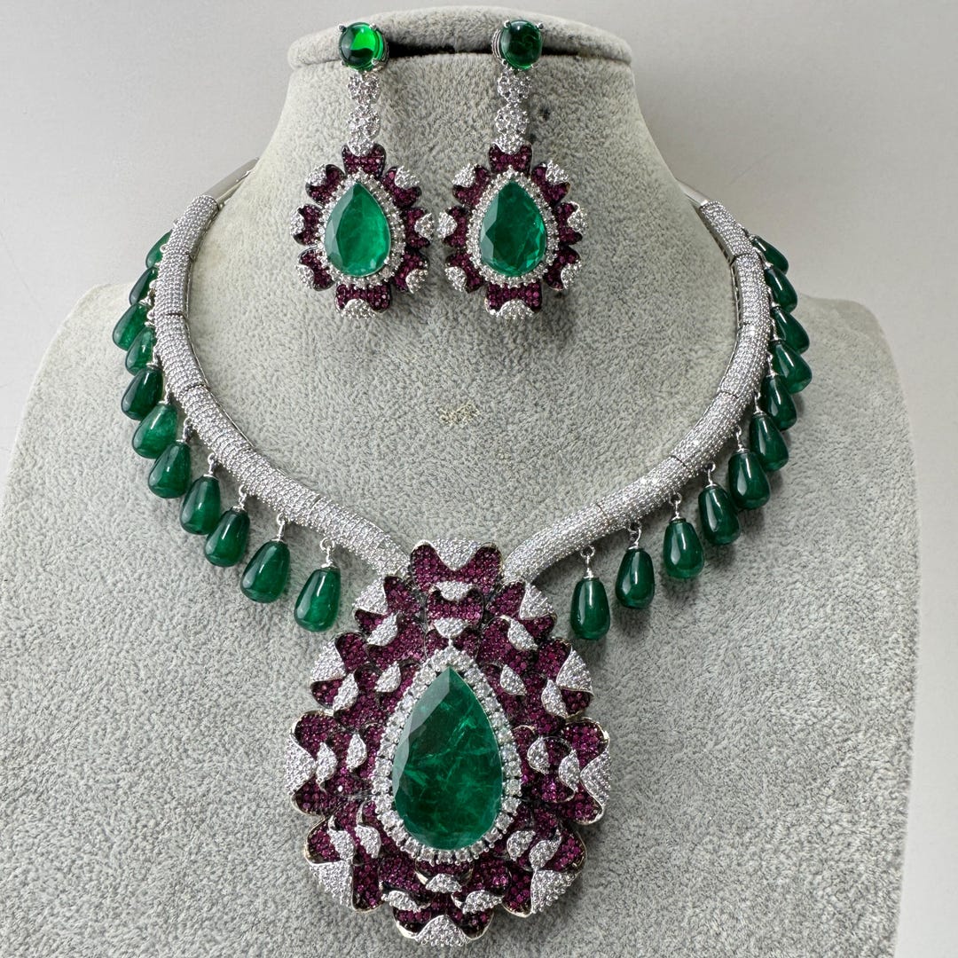 Malaika Arora Inspired CZ Diamond Necklace, Designer Necklace,american ...