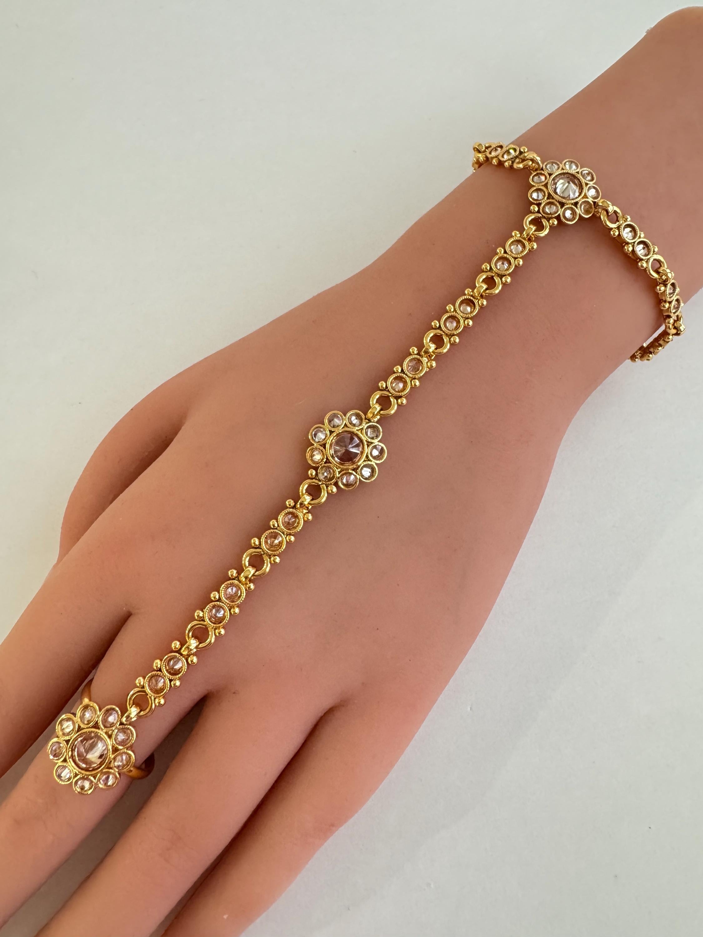Gold Polki Single Hath Paan/bracelet/haath Phool/hathh Panja/finger ...