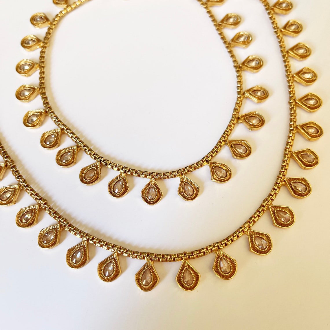 Gold Plated Polki Anklet Pair/ - Etsy