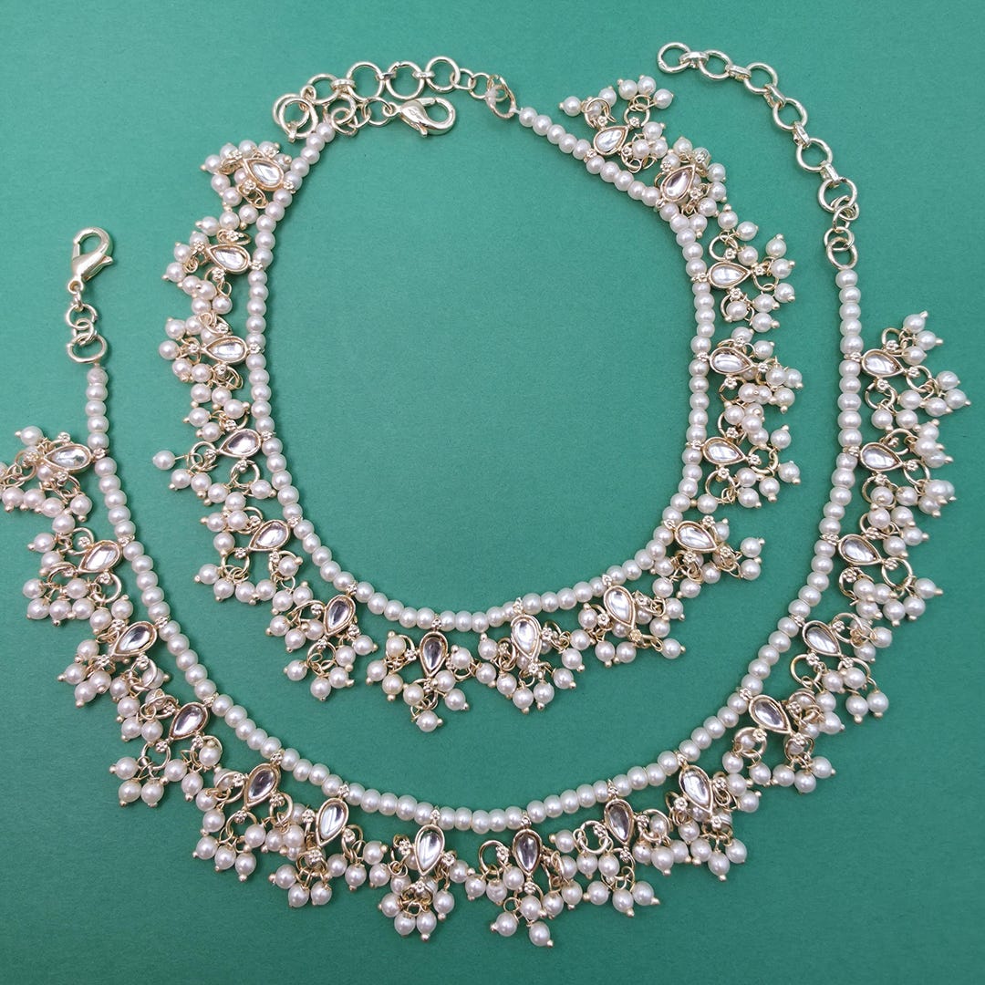 Gold Plated Anklet Pair/payal/moti Payal/jhanjran/panjeb/pajeb/indian ...