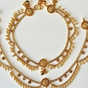 Bridal Gold Plated Anklet Pair/payal/moti Payal/jhanjran/panjeb/pajeb ...