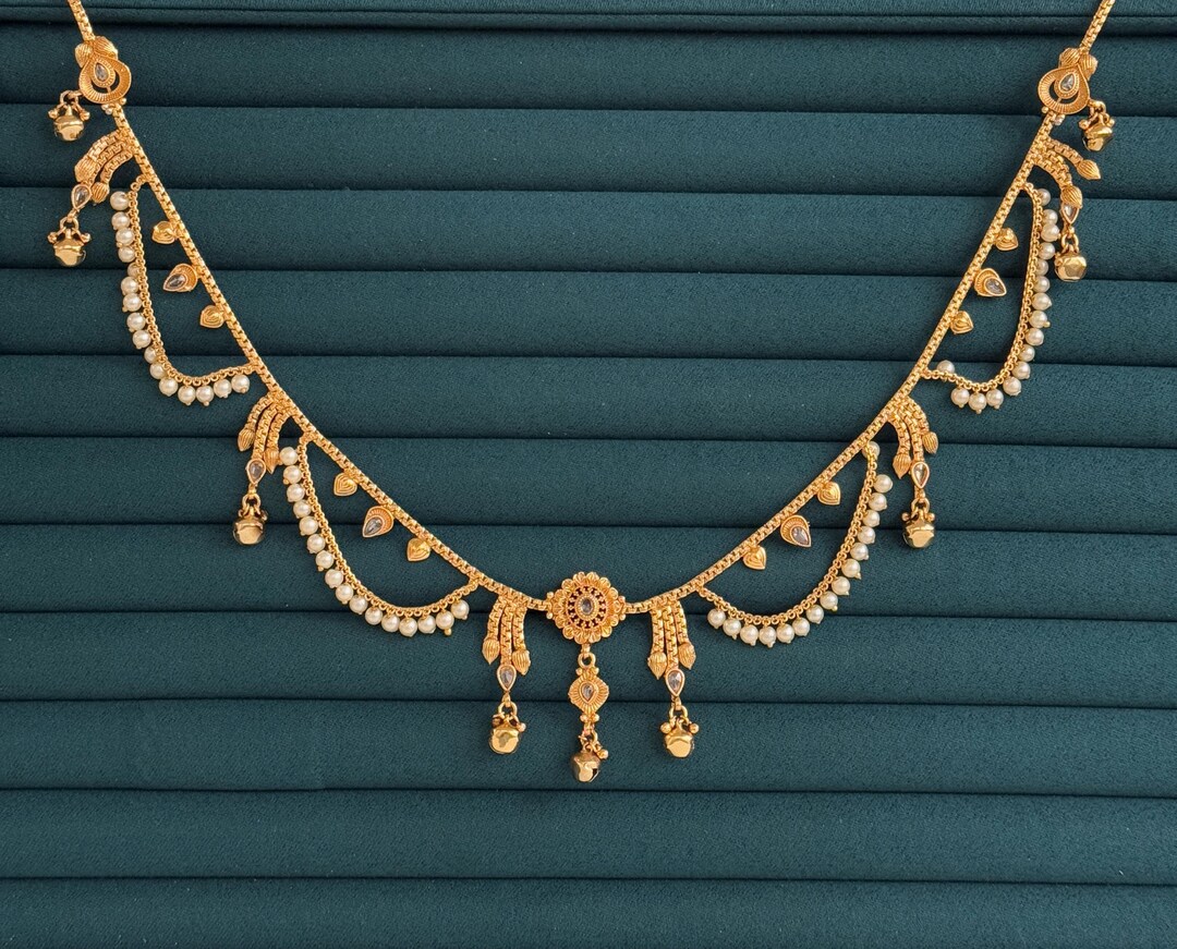 Antique Gold Pearl Belly Chain/bridal Belly Chain/vaddanam/kamarpatta ...