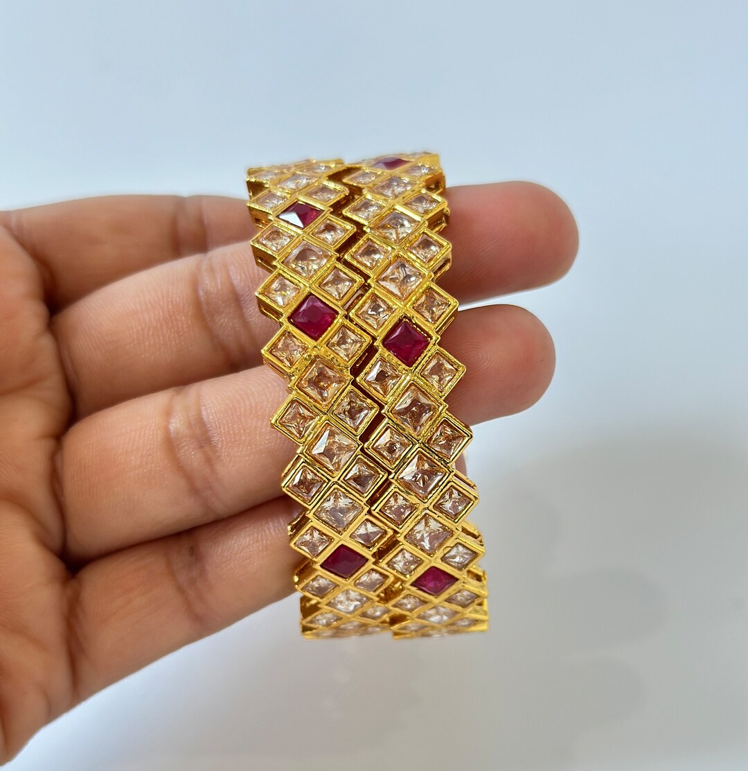 Antique Ruby Gold Bangles/classic Gold Plated Bangles Set//statement ...