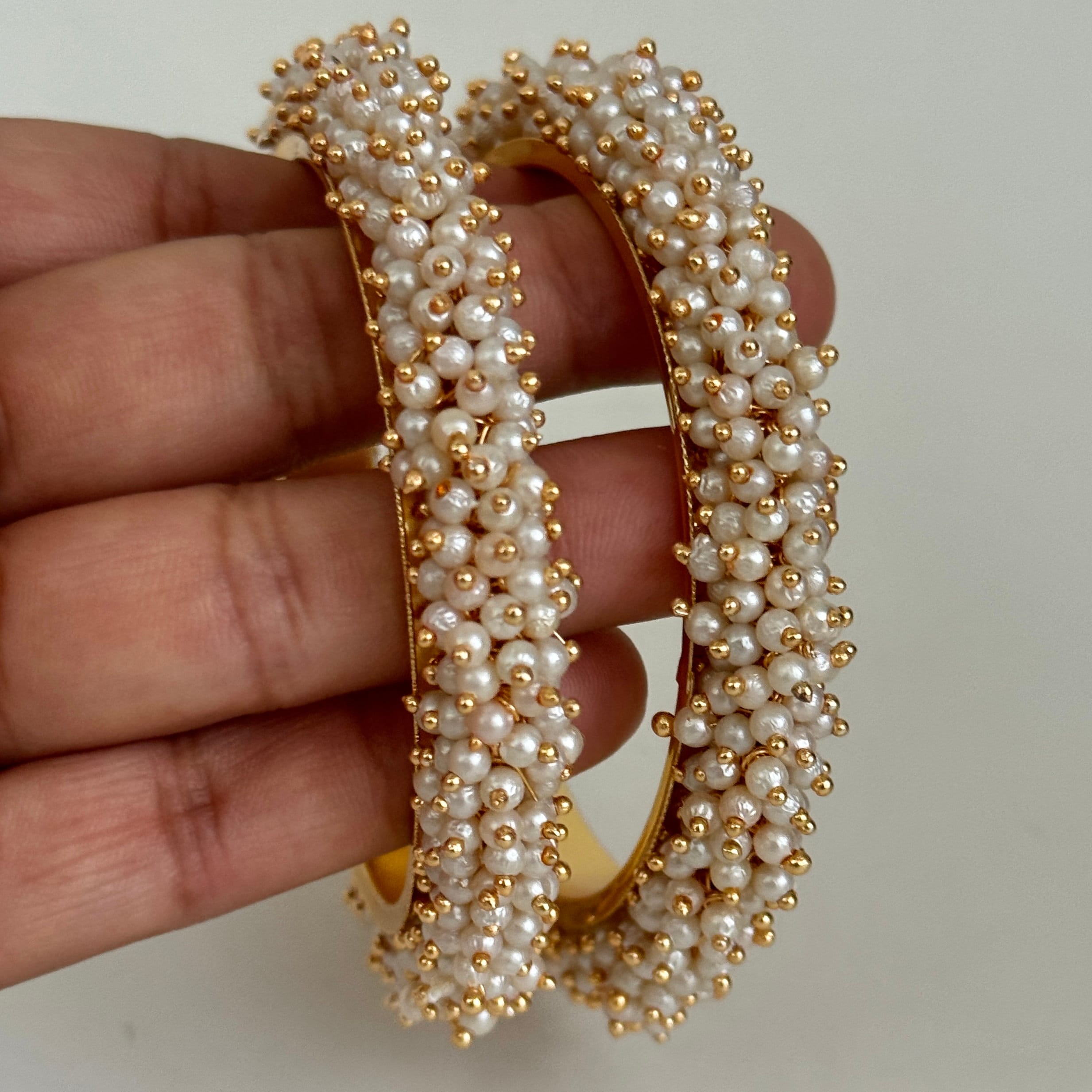 Set of 2 Clustered Pearls Bangle/indian Classic Bangles/bridal Bangles ...