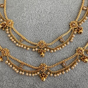Bridal Gold Plated Anklet Pair/payal/moti Payal/jhanjran/panjeb/pajeb ...