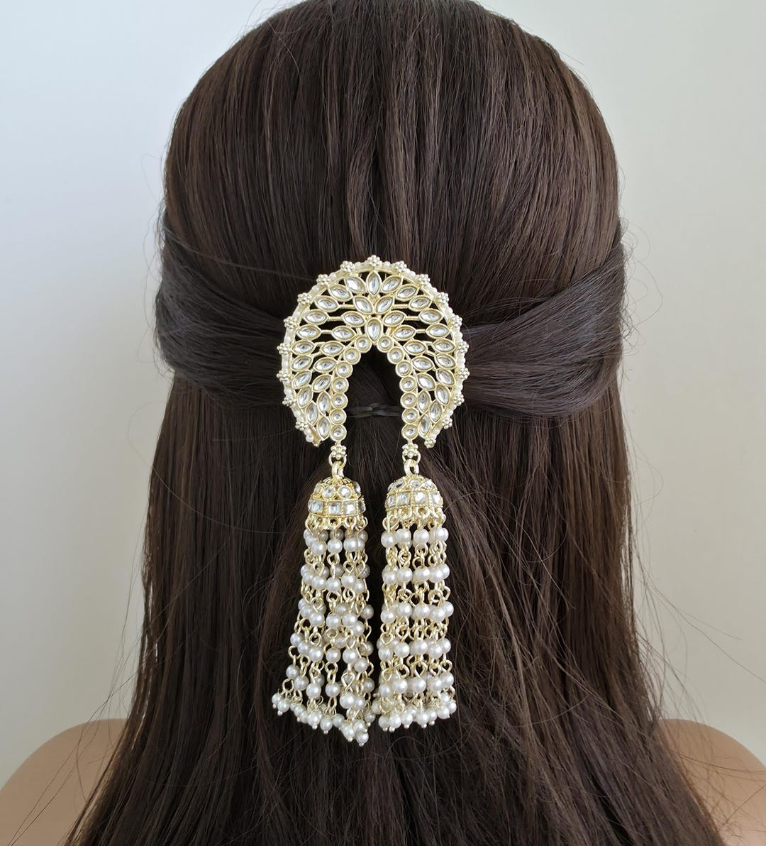 Ambada Kundan Hair Juda Choti Clip/braid Clip/indian Bridal Choti Pin ...