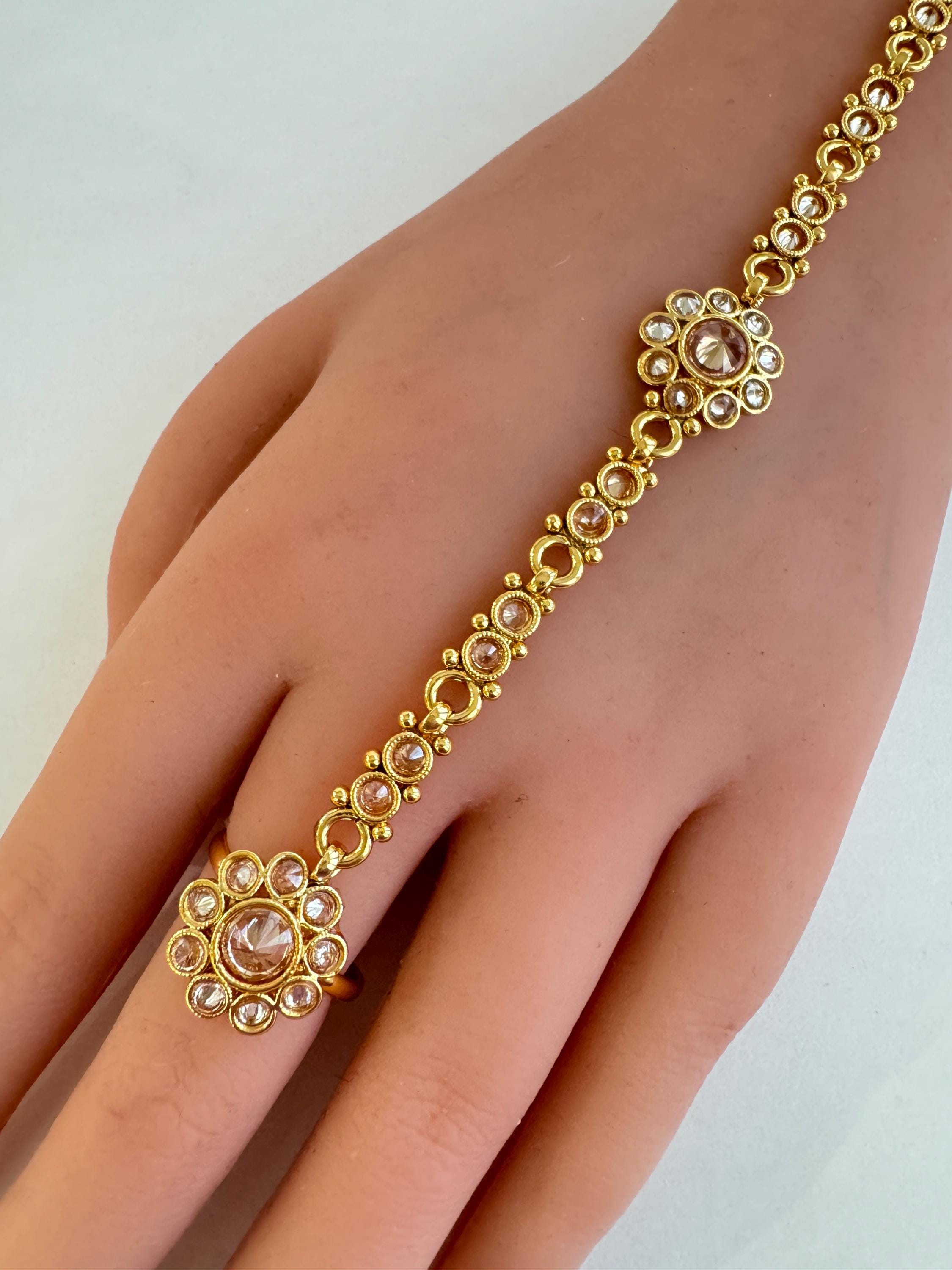 Gold Polki Single Hath Paan/bracelet/haath Phool/hathh Panja/finger ...