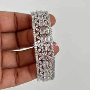 Set of 2 Silver CZ Diamond Bangles/cz Bangles/bracelet/indian Party ...