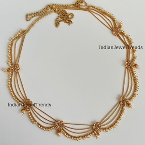 Antique Gold Pearl Belly Chain/bridal Belly Chain/vaddanam/kamarpatta ...
