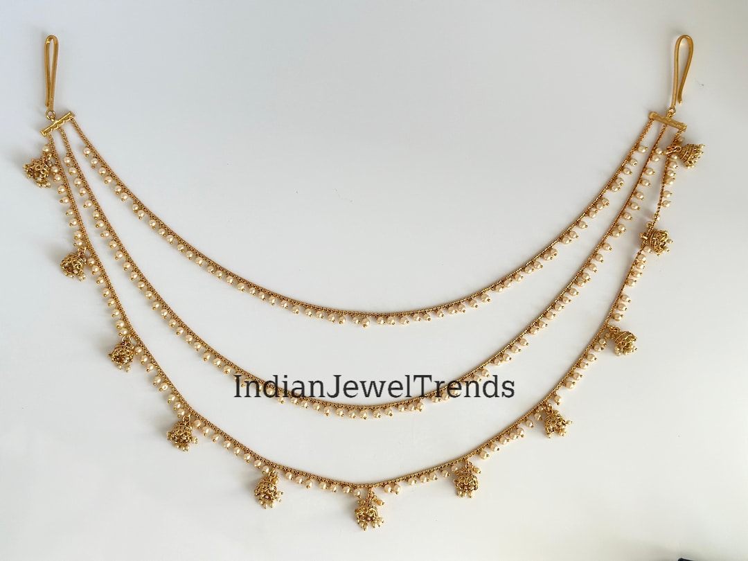 Antique Gold Pearl Belly Chain/bridal Belly Chain/vaddanam/kamarpatta ...