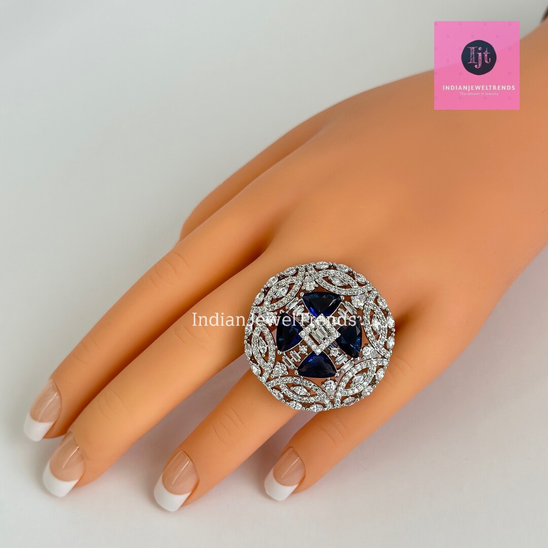 Large American Diamond Ring/statement Ring/adjustable - Etsy