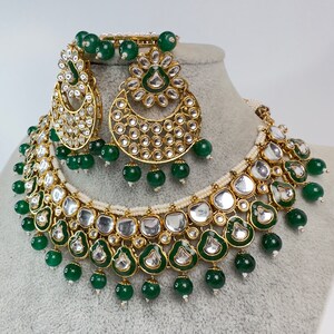 Green Kundan Necklace Set/ Kundan Choker/ Bollywood Jewelry/ - Etsy
