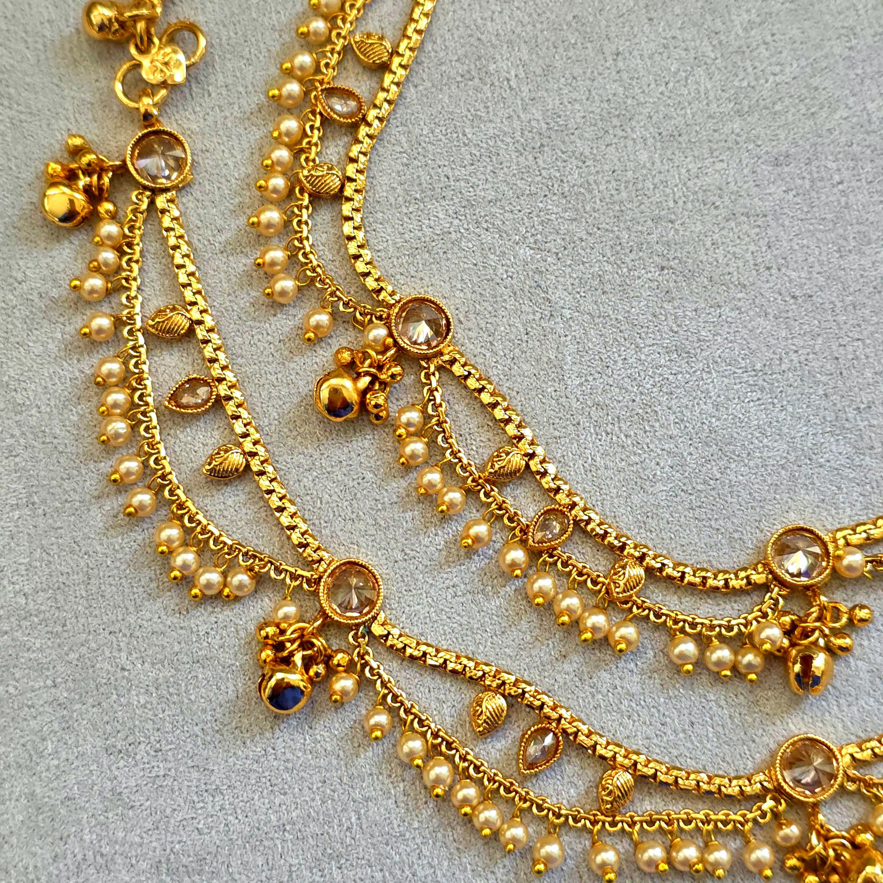 Bridal Gold Plated Anklet Pair/payal/moti Payal/jhanjran/panjeb/pajeb ...
