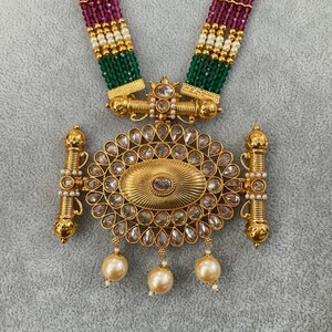 Rubygreen Long Gold Plated Polki Mala Necklace/indian Long Necklace ...