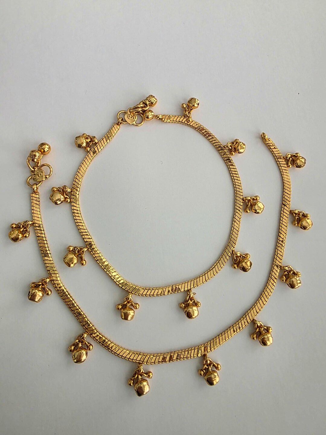 Gold Plated Gungroo Payal Pair/moti Payal/jhanjran/panjeb/pajeb/indian ...