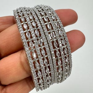 Set of 2 Silver CZ Diamond Bangles/cz Bangles/bracelet/indian Party ...