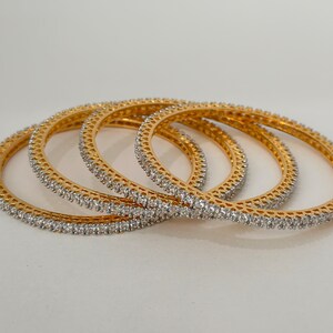 Set of 4 Gold American Diamond Bangles /CZ Bangles/bracelet/indian Party Bangles/cz Stone Bangle ...