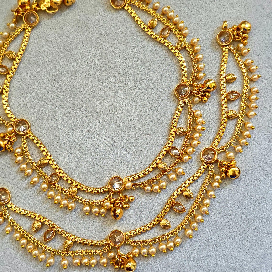 Bridal Gold Plated Anklet Pair/payal/moti Payal/jhanjran/panjeb/pajeb ...